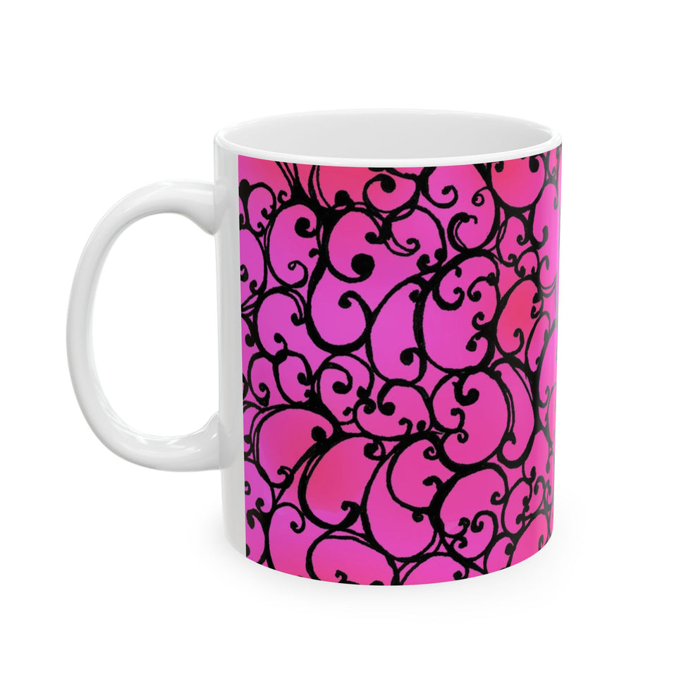 Cerise/Black Scrollie Cup - Stylish & Modern Drinkware – Loralie Designs