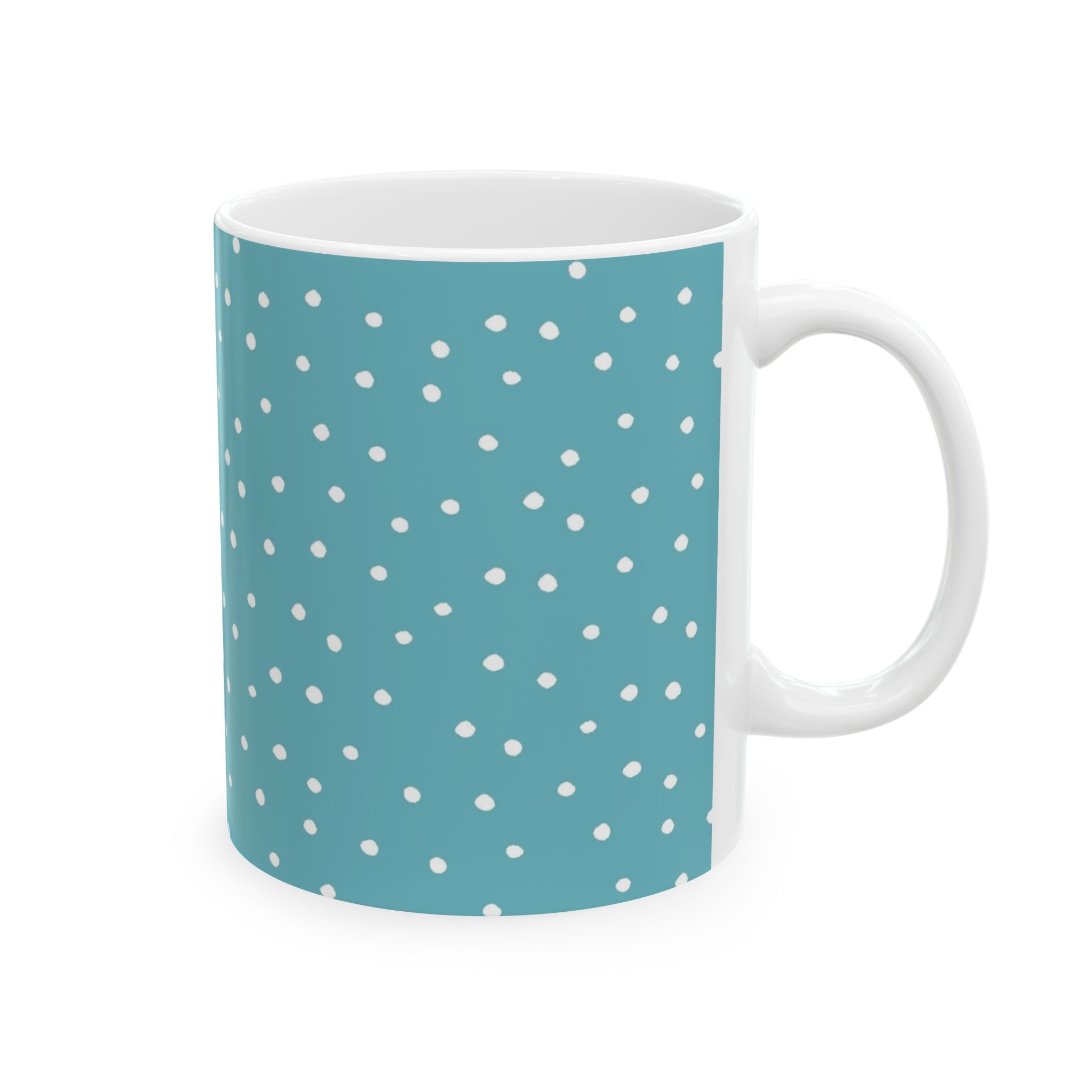 Turquoise & White Dinky Dots Ceramic Cup – Stylish Mug – Loralie Designs