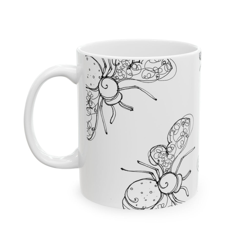 Busy Bees White Ceramic Cup – Cute Coffee & Tea Mug – Loralie Designs