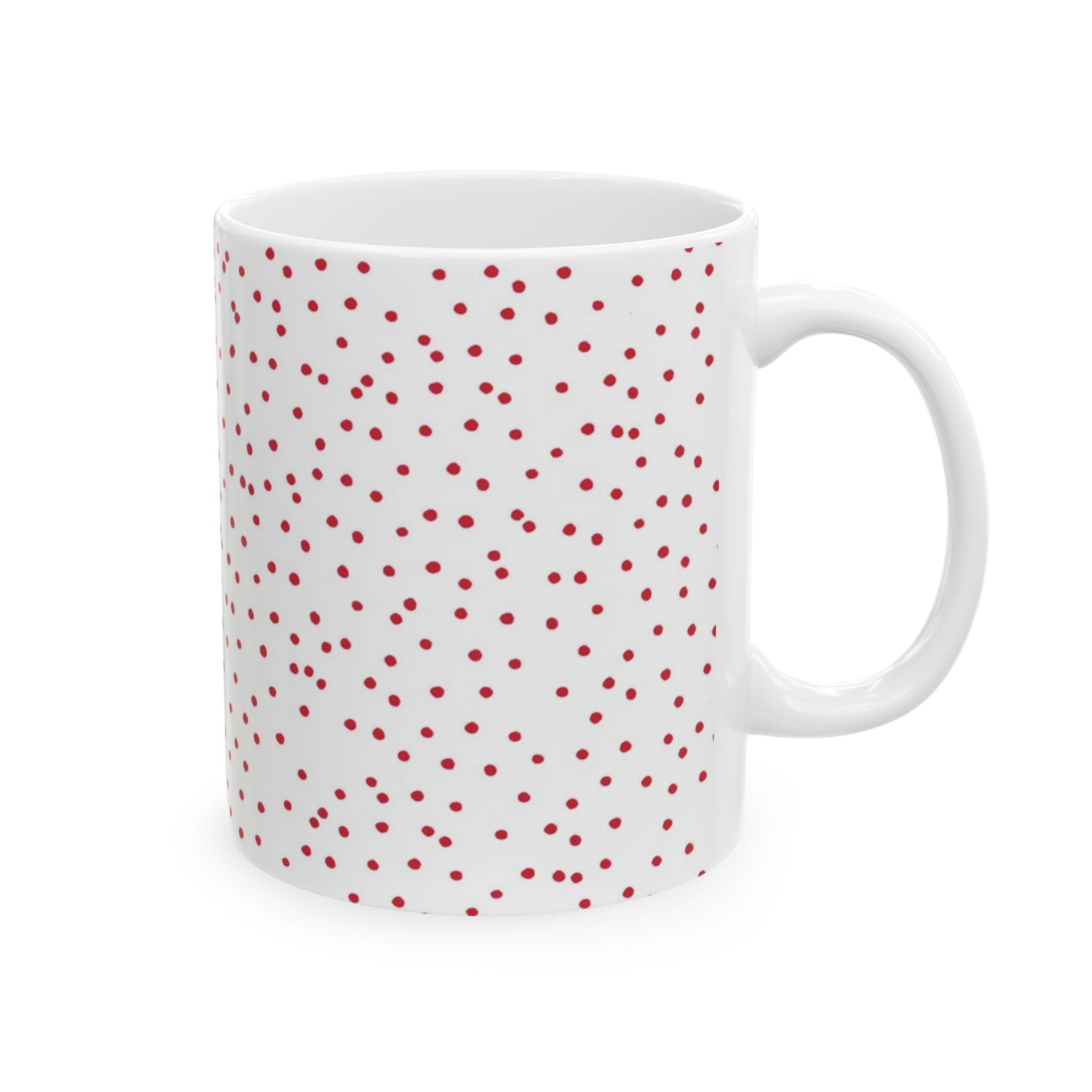 Dinky Dots White & Red Polka Dot Ceramic Cup – Cute Mug – Loralie Designs