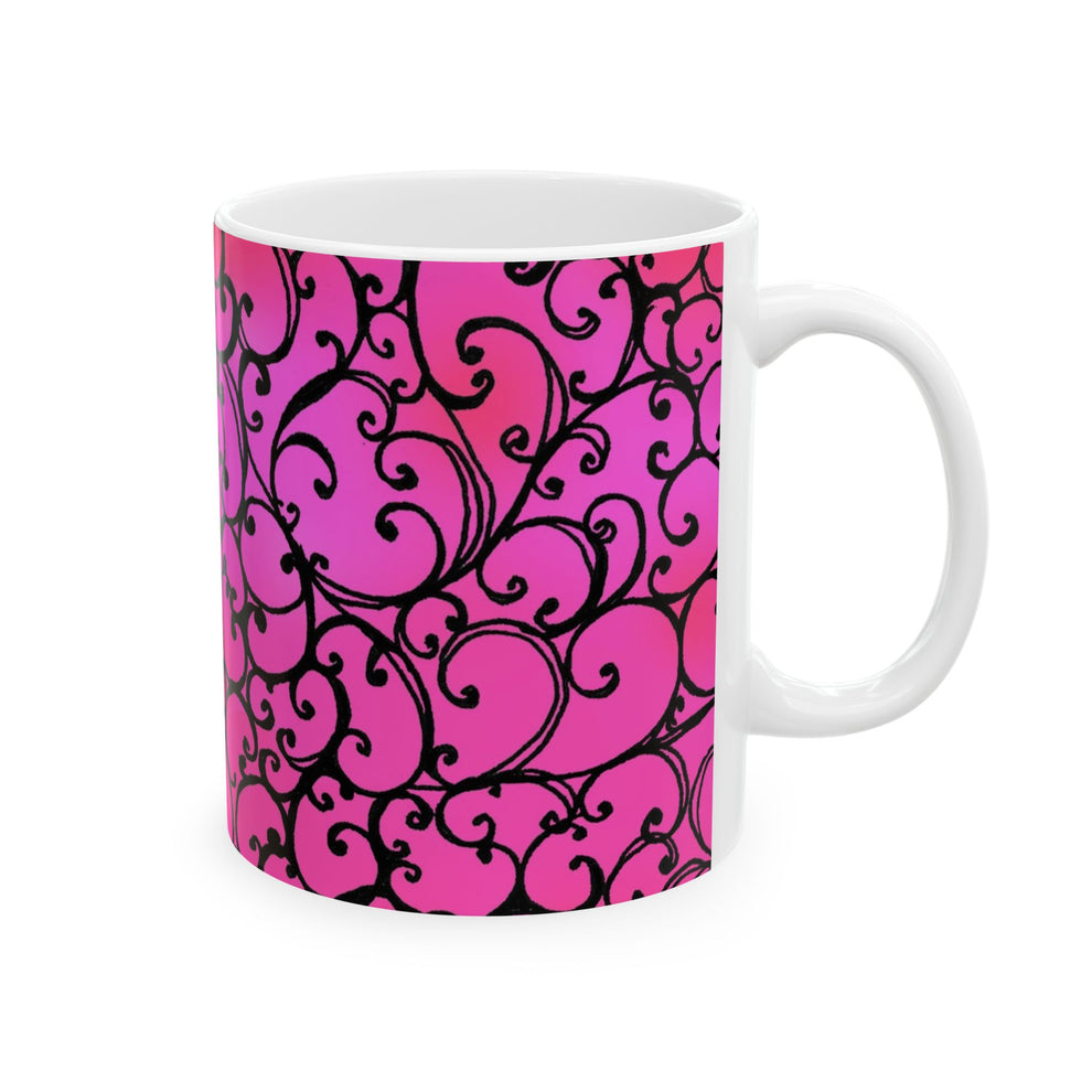 Cerise/Black Scrollie Cup - Stylish & Modern Drinkware – Loralie Designs