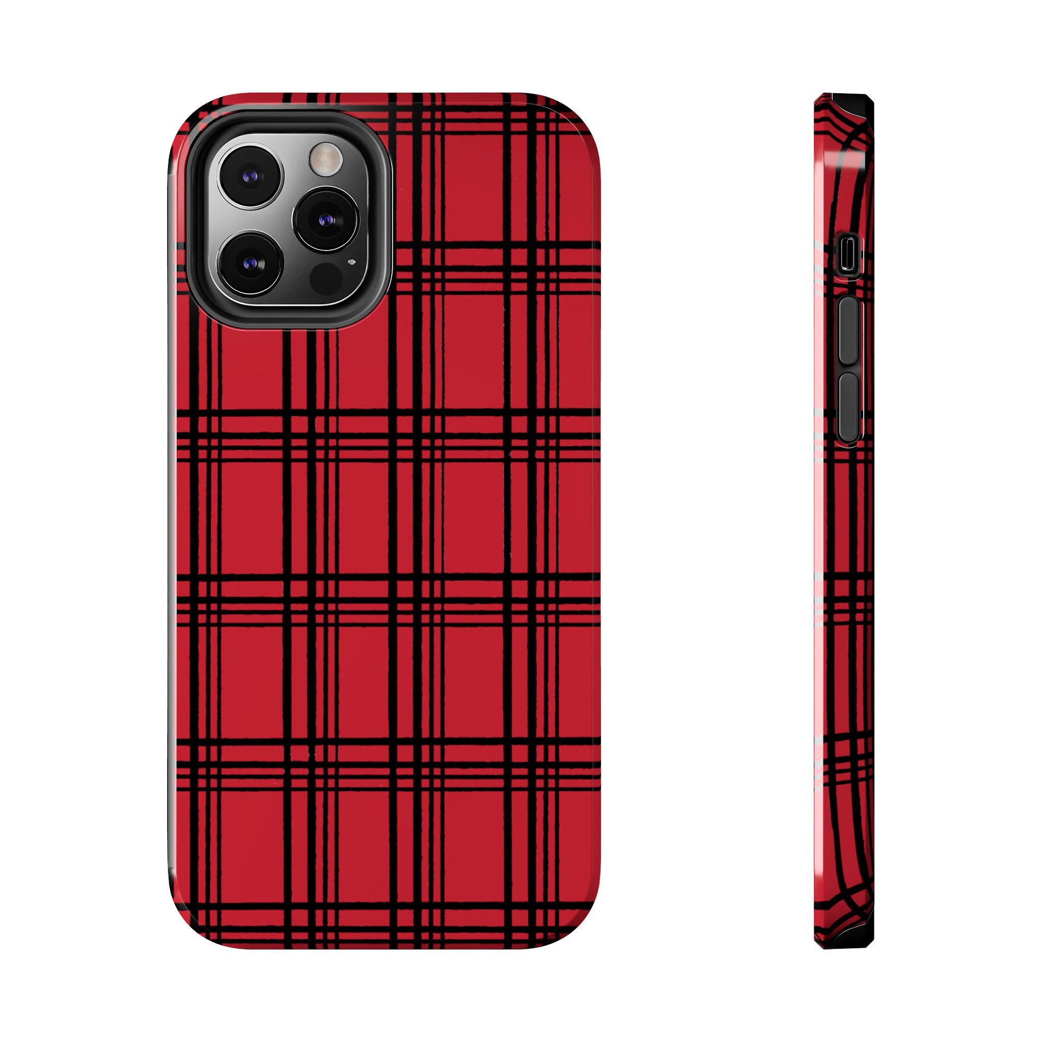 Stylish Red & Black Plaid Phone Case - Glad Plaid Design – Loralie Designs