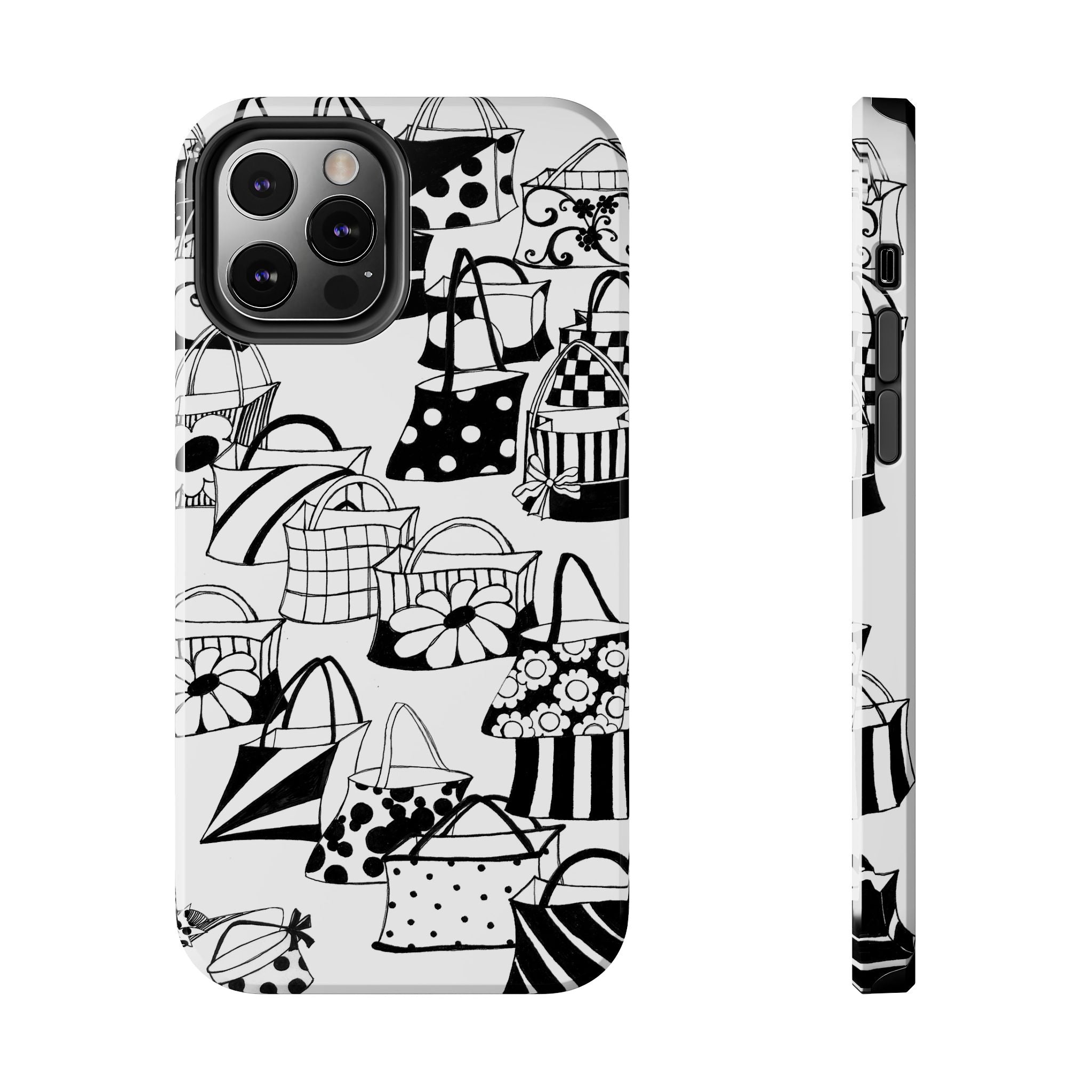 Totes White & Black Stylish Phone Case – Shockproof Cover – Loralie Designs