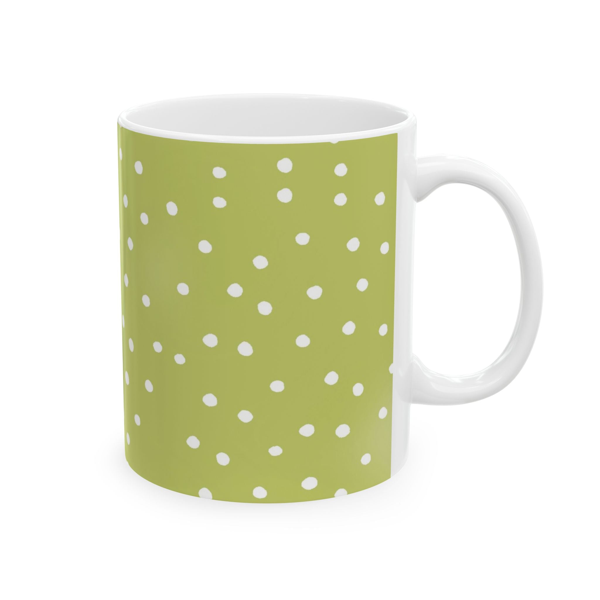 Dinky Dots Light Green & White Ceramic Cup – Cute Mug – Loralie Designs