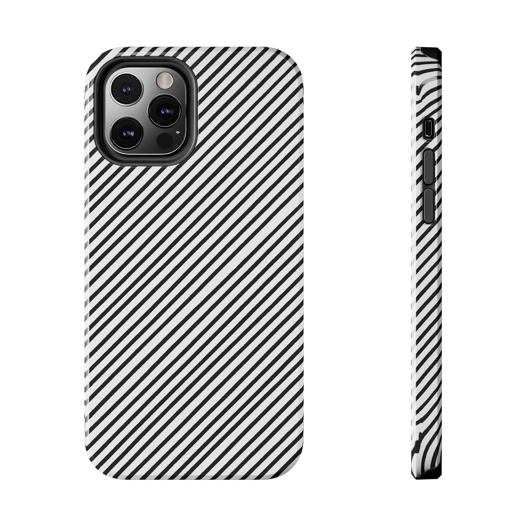Diagonal Stripe Black & White Protective Phone Case – Loralie Designs