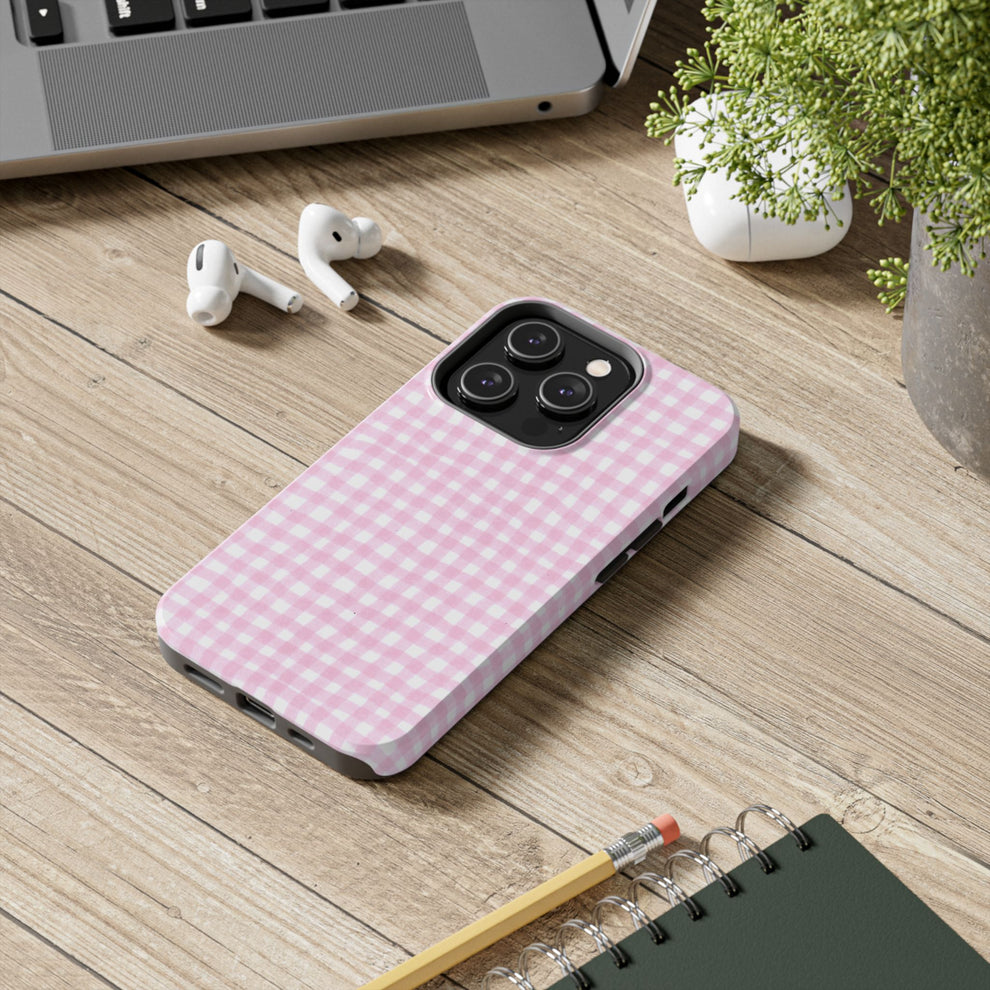 Chipper Check Pink Phone Case - On the Mend Design – Loralie Designs