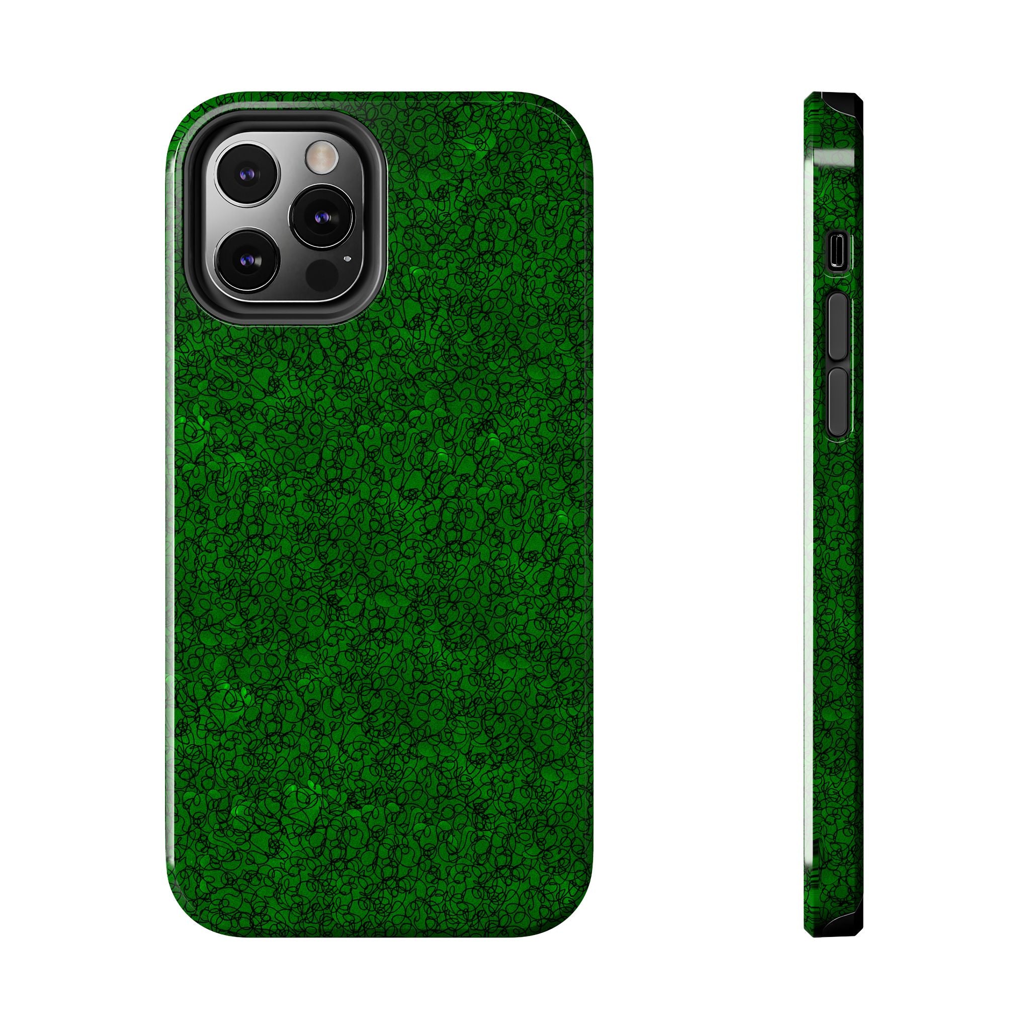 Scribble Green & Black Stylish Phone Case – Durable Cover – Loralie Designs
