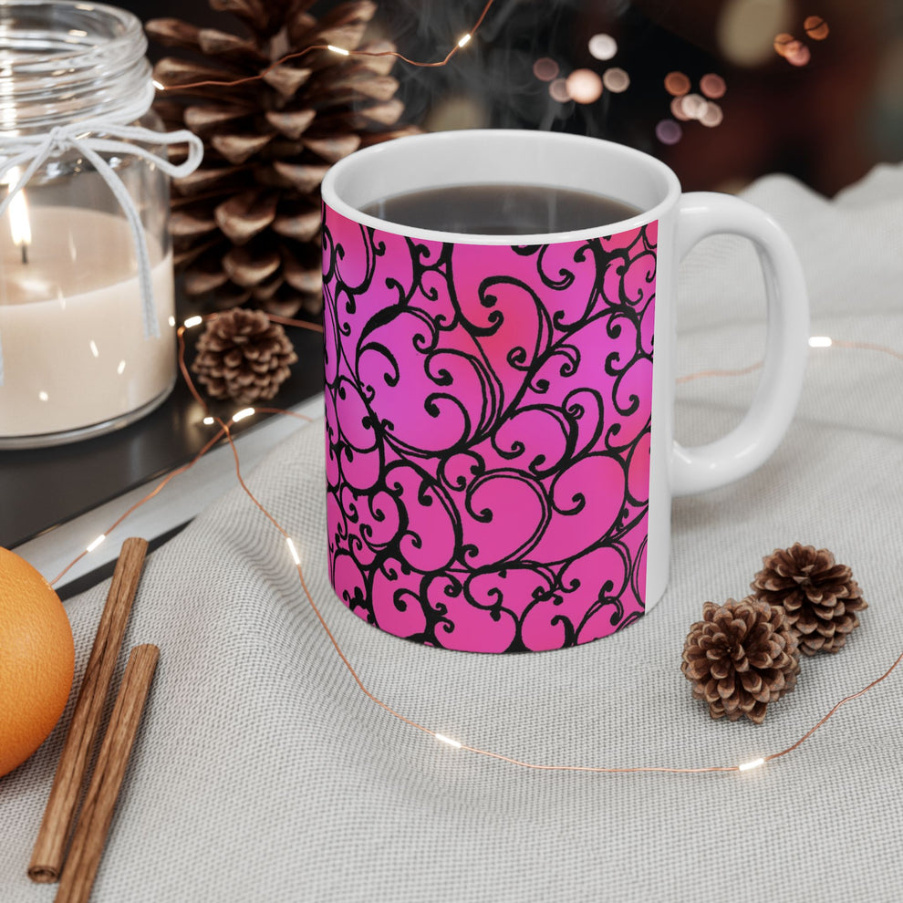 Cerise/Black Scrollie Cup - Stylish & Modern Drinkware – Loralie Designs
