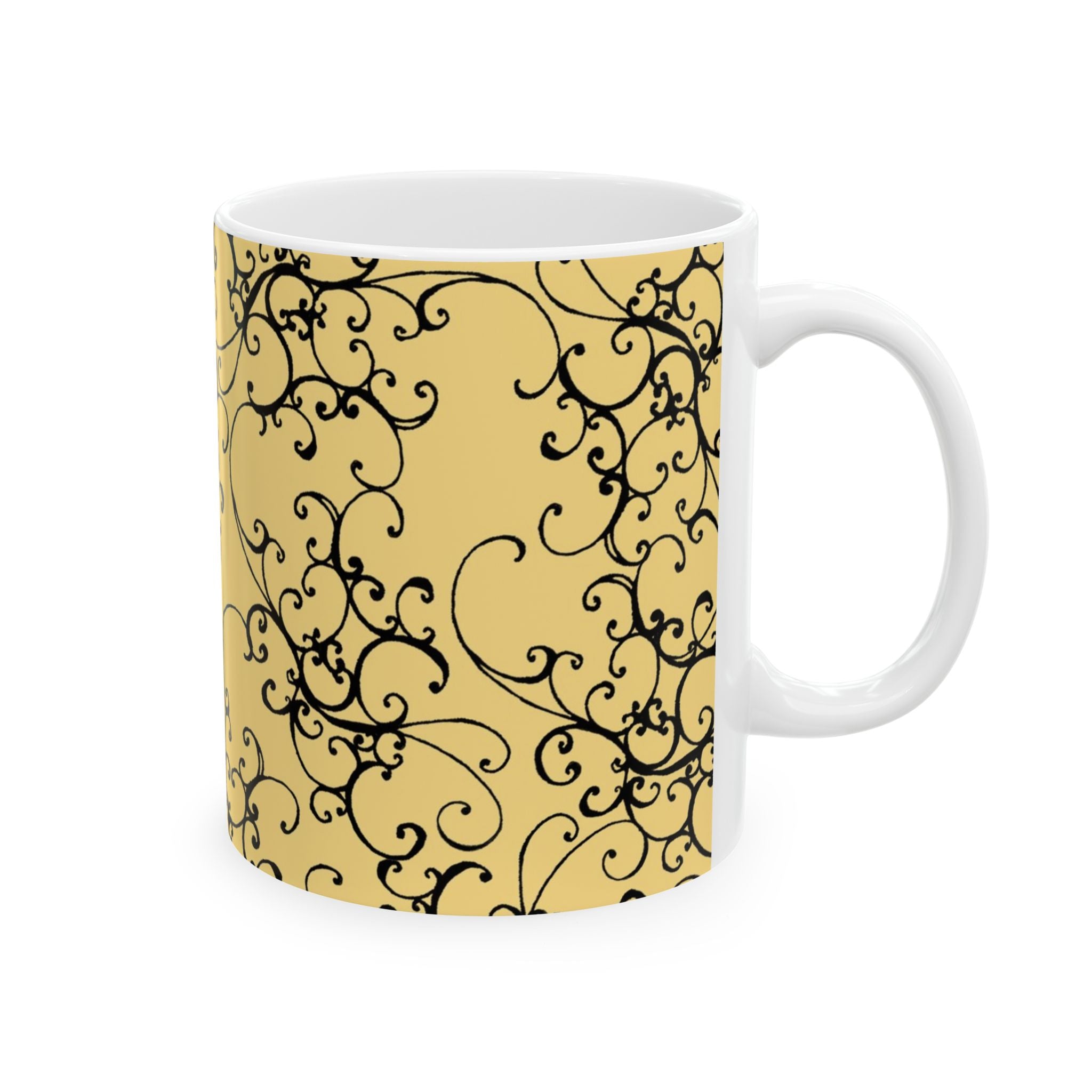 Elegant Yellow/Black Scroll Cup - Stylish Drinkware – Loralie Designs