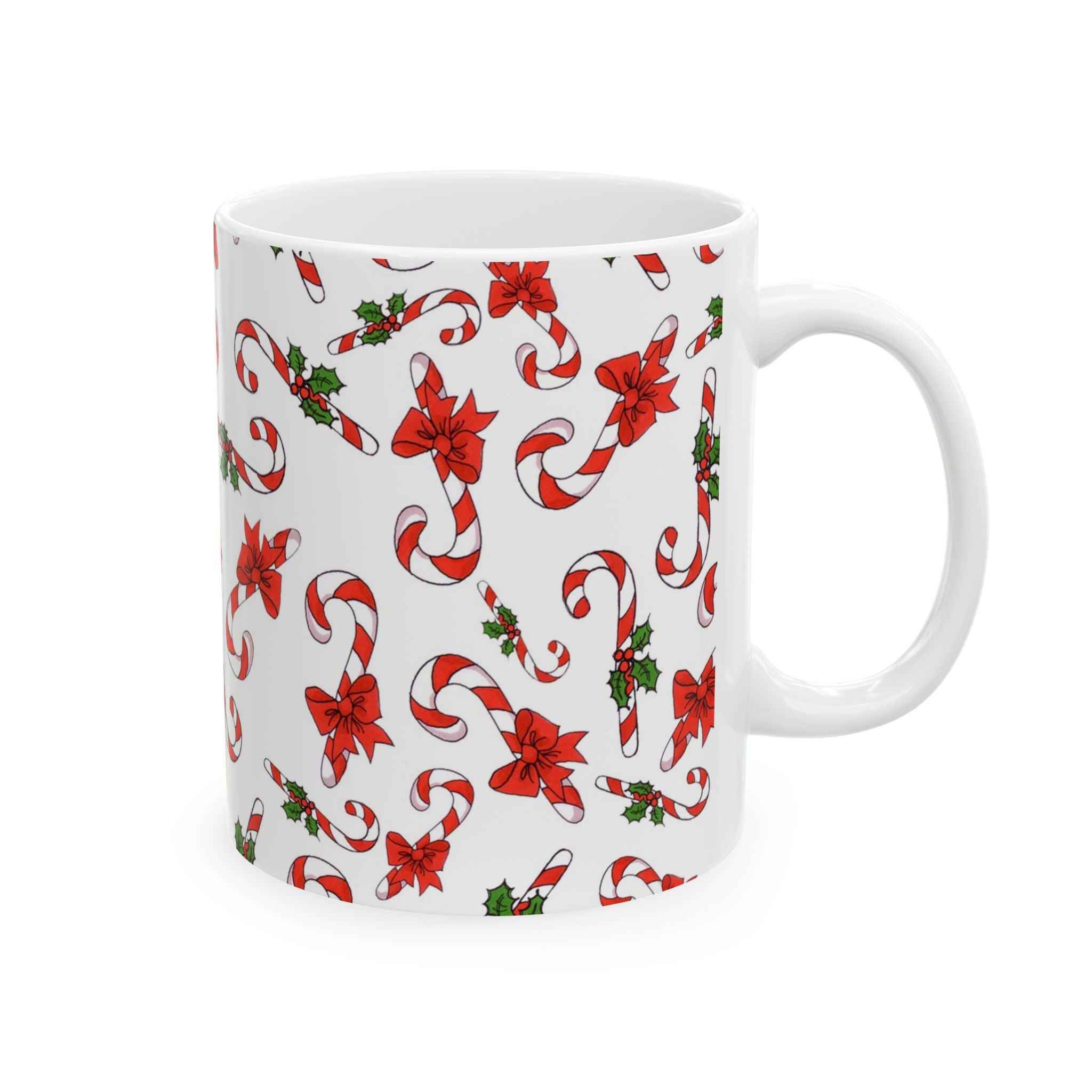 Festive Candy Cane Crowd White Mug - Holiday Edition – Loralie Designs