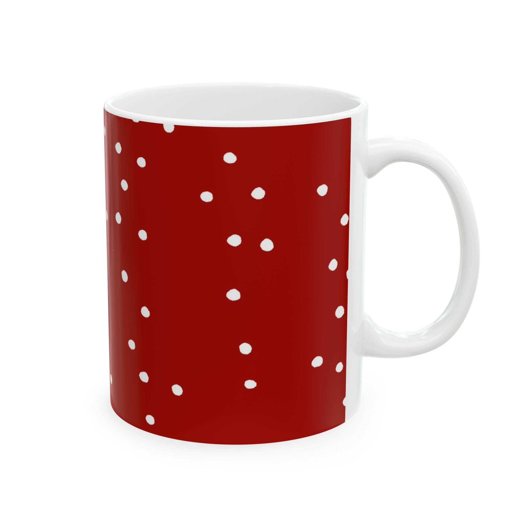 Dinky Dots Dark Red & White Ceramic Cup – Stylish Mug – Loralie Designs
