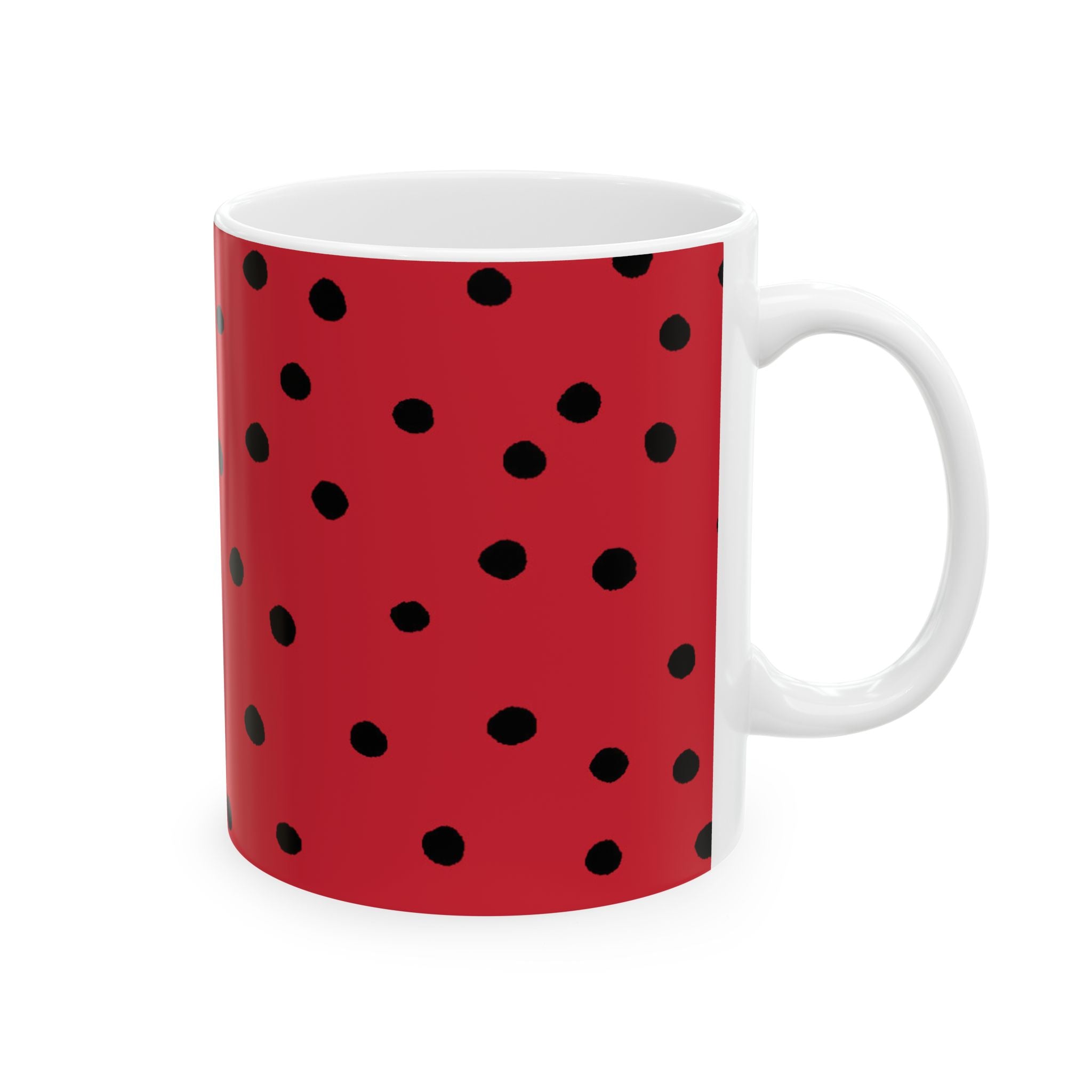 Dinky Dots Red & Black Ceramic Coffee Cup – Stylish Mug – Loralie Designs
